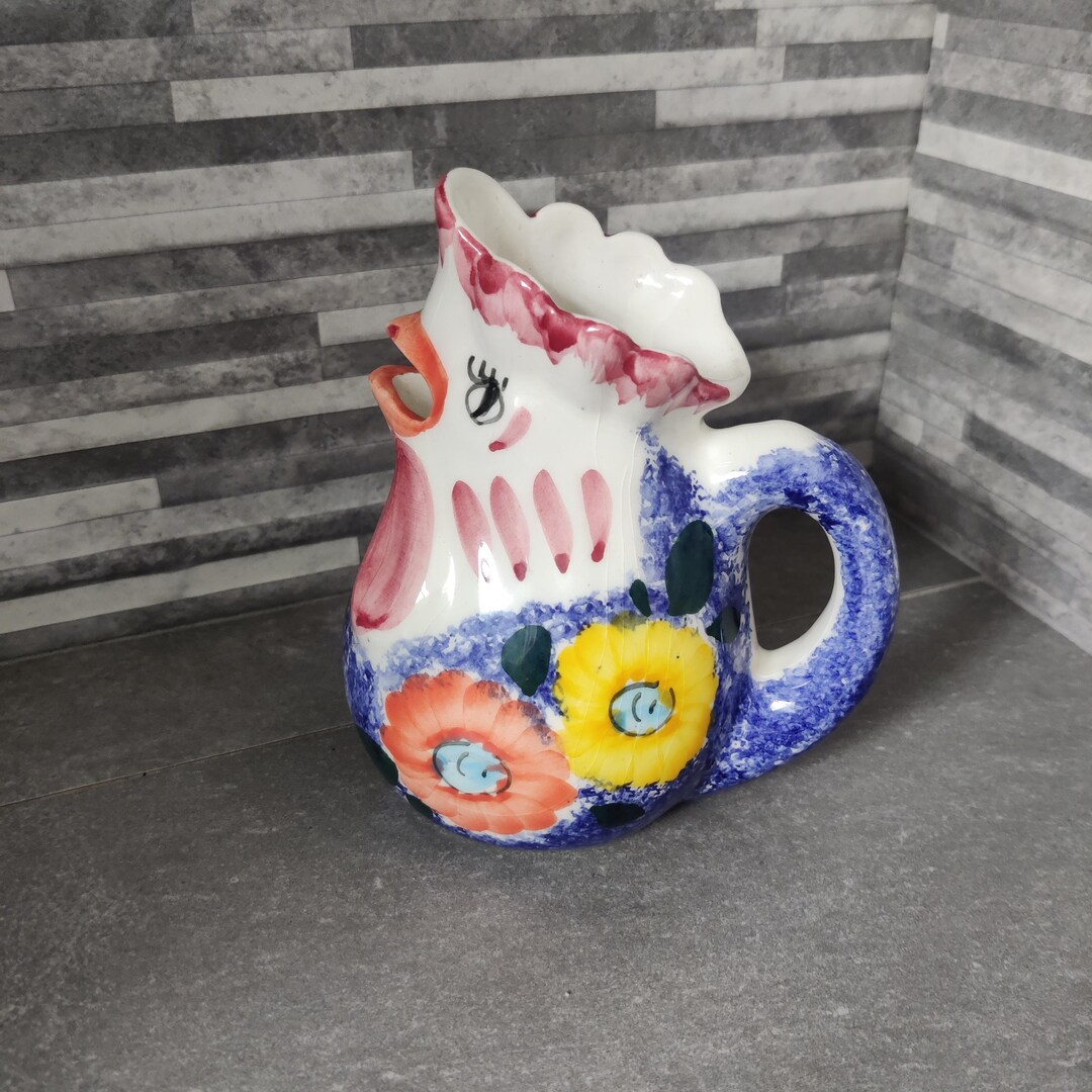 Vintage Hand Painted Chicken Jug, Creamer - Etsy