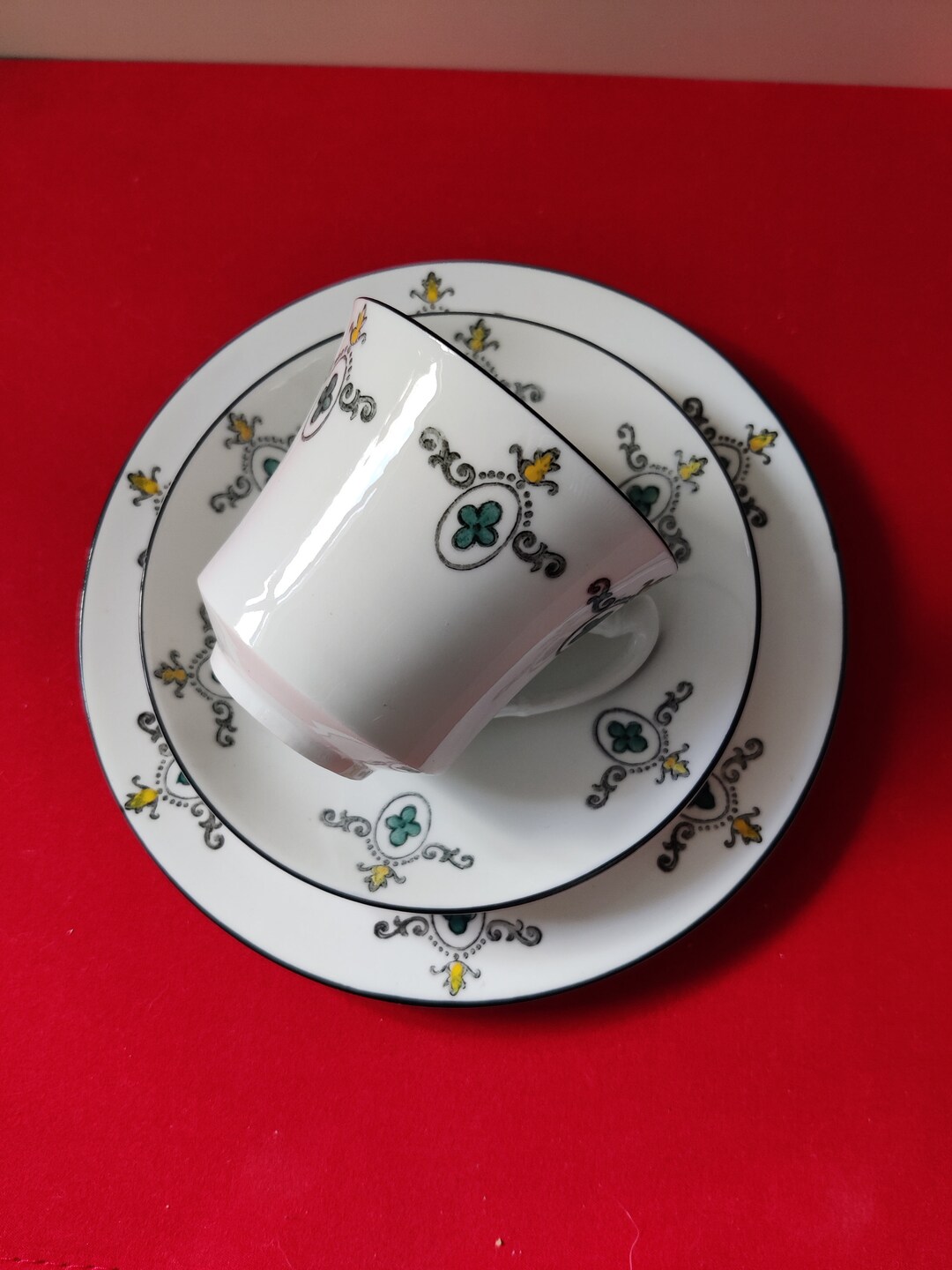 Wellington China Art Deco Trio - Teacup, Saucer and Tea Plate. Vintage ...
