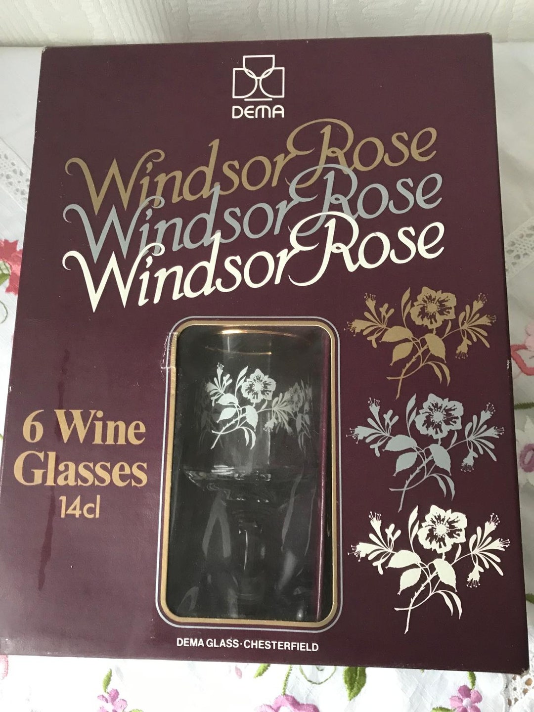 Set of 6 Wine Glasses, Retro/vintage Glasses, Complete With Original ...