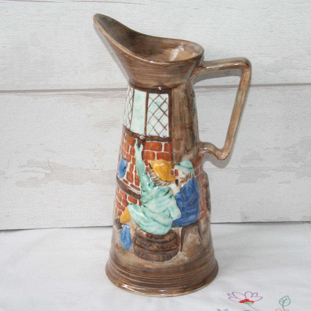 Large E. Radford Pottery England Handpainted Pitcher/jug/vase, Tavern ...
