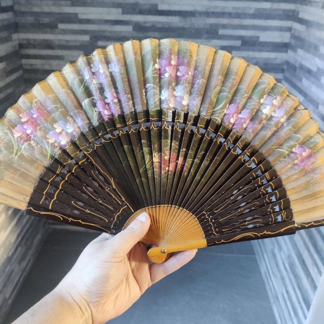 Wooden Hand Fan, Hand Fan, Vintage Fan, Evening Fan, Purse Fan, Folding ...