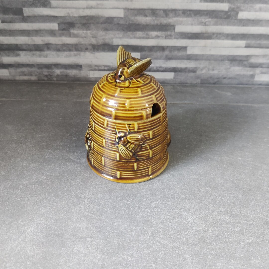 Vintage Beehive and Bee Honey Pot, Made in Portugal - Etsy