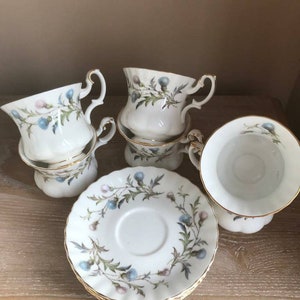 Royal Albert Brigadoon Coffee Set Coffee Pot, Sugar Bowl, Creamer, 6 X ...