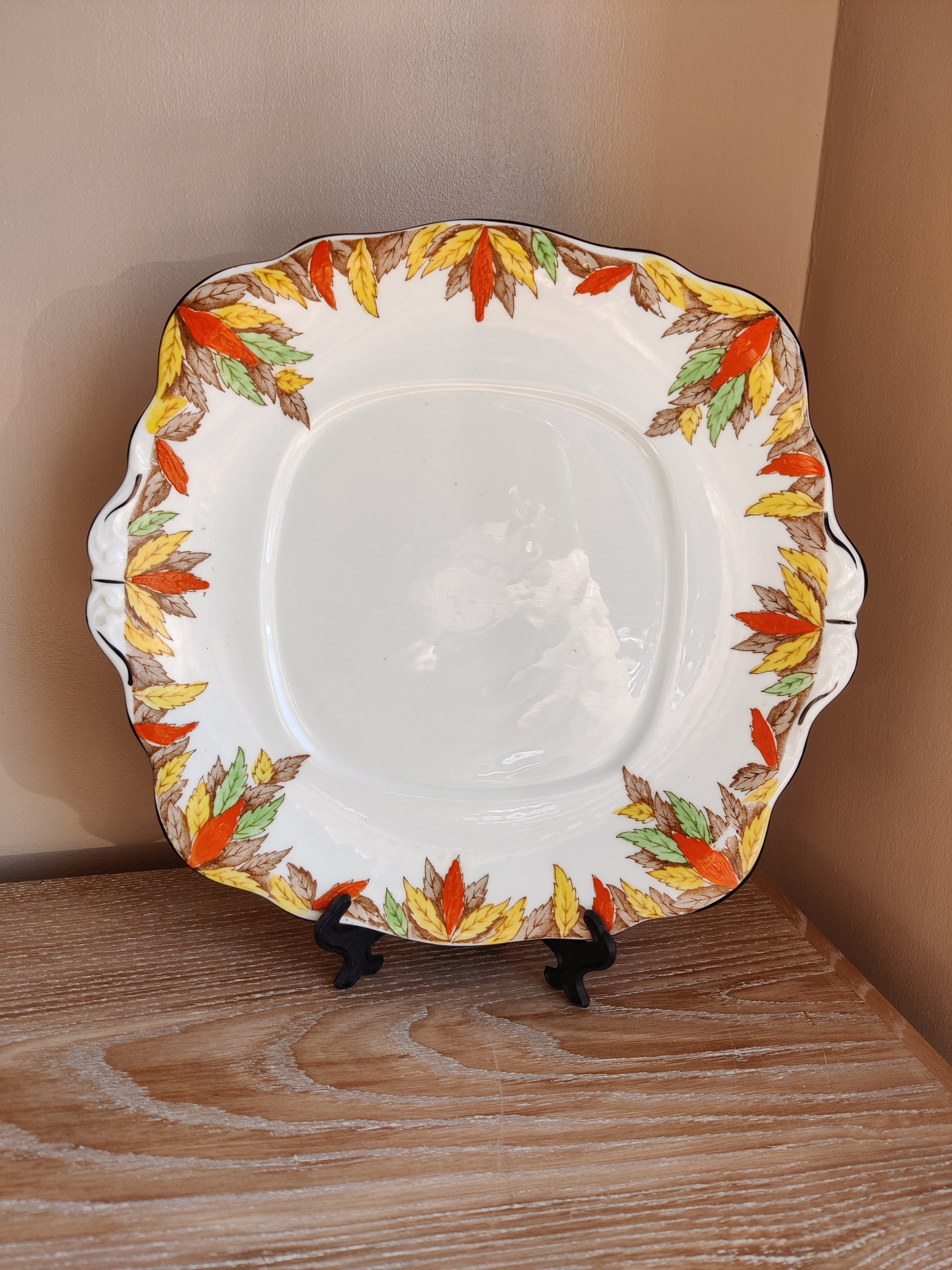 Bell China Cake Plate Serving Plate Beautiful Art Deco Leaf - Etsy UK