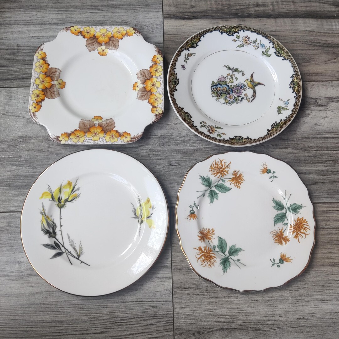 Set of 4 Mismatched Yellow Tea Plates - Etsy UK