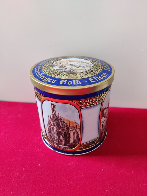 Vintage German Blue Tin Beautiful Tin With Images on Each - Etsy UK