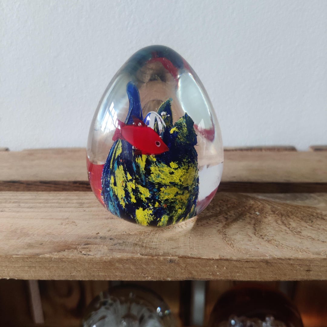 Red Fish Glass Paperweight; Vintage Paperweight, Glass Paperweight ...