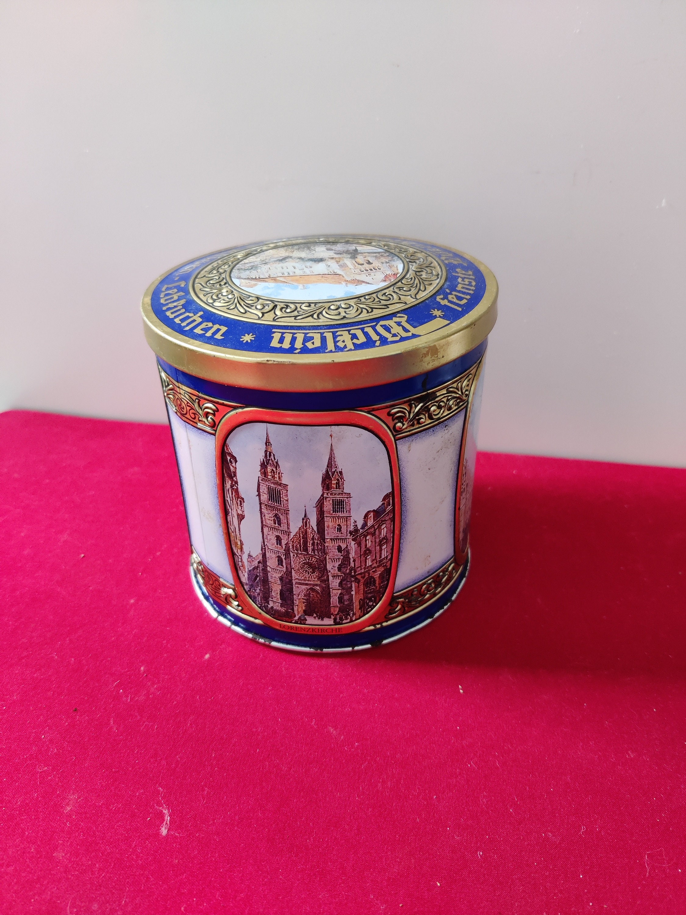 Vintage German Blue Tin, Beautiful Tin With Images on Each Side - Etsy UK