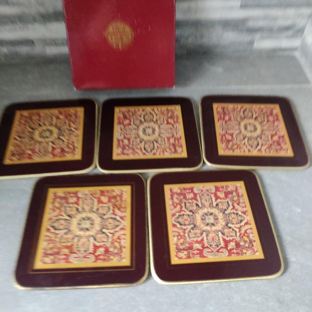 Set of 5 Coasters in Box - Etsy