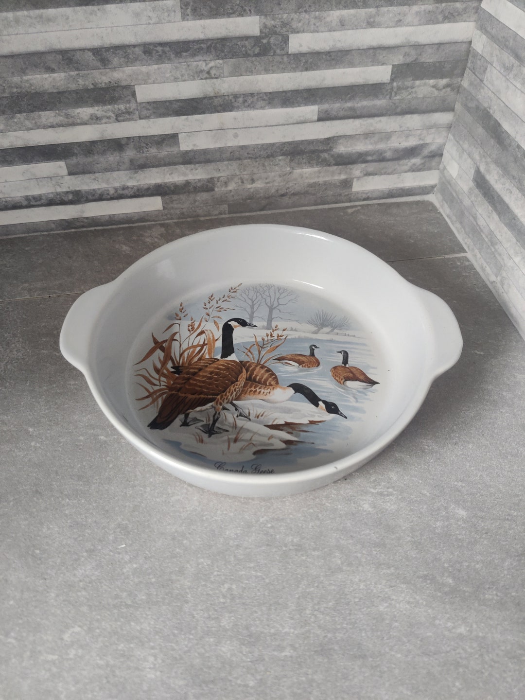 Milton Brook Twin Handled Canadian Geese Dish Retro Ironstone, Made in ...