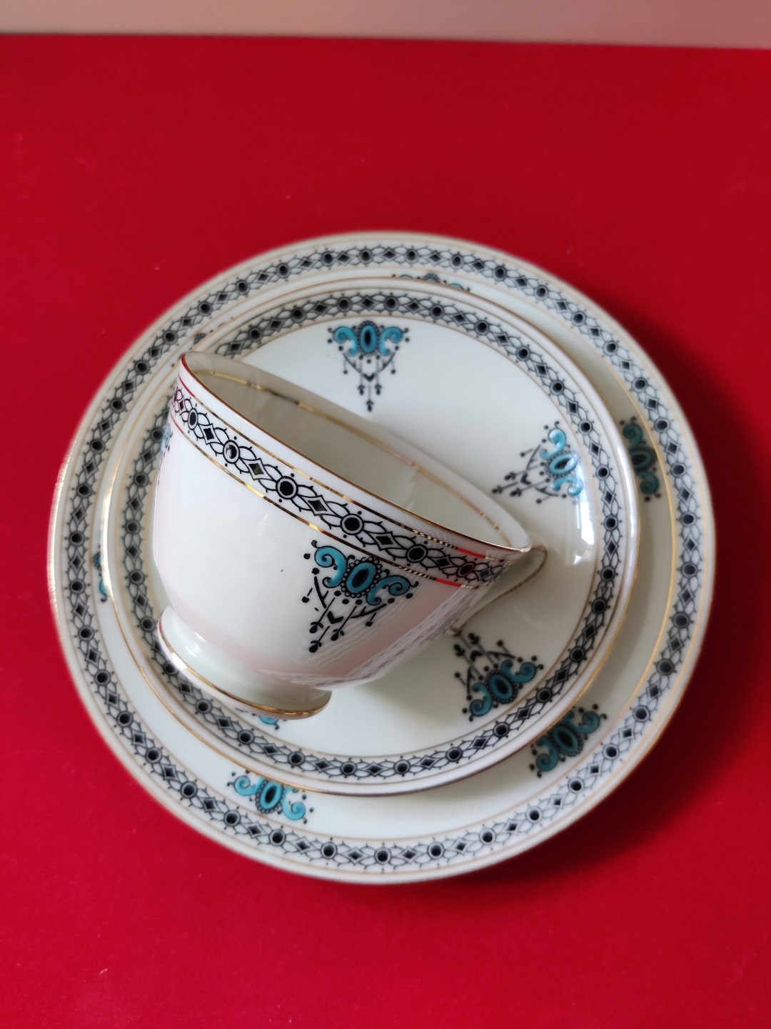 Paragon Star China Art Deco Trio - Teacup, Saucer and Tea Plate With ...