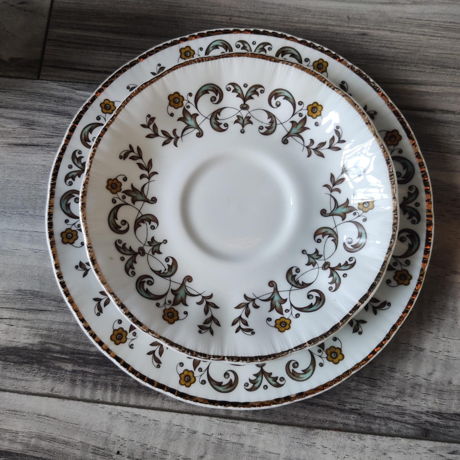 3 x Juego de té vintage Lubern de porcelana china de oro de 22 kt, trío ...