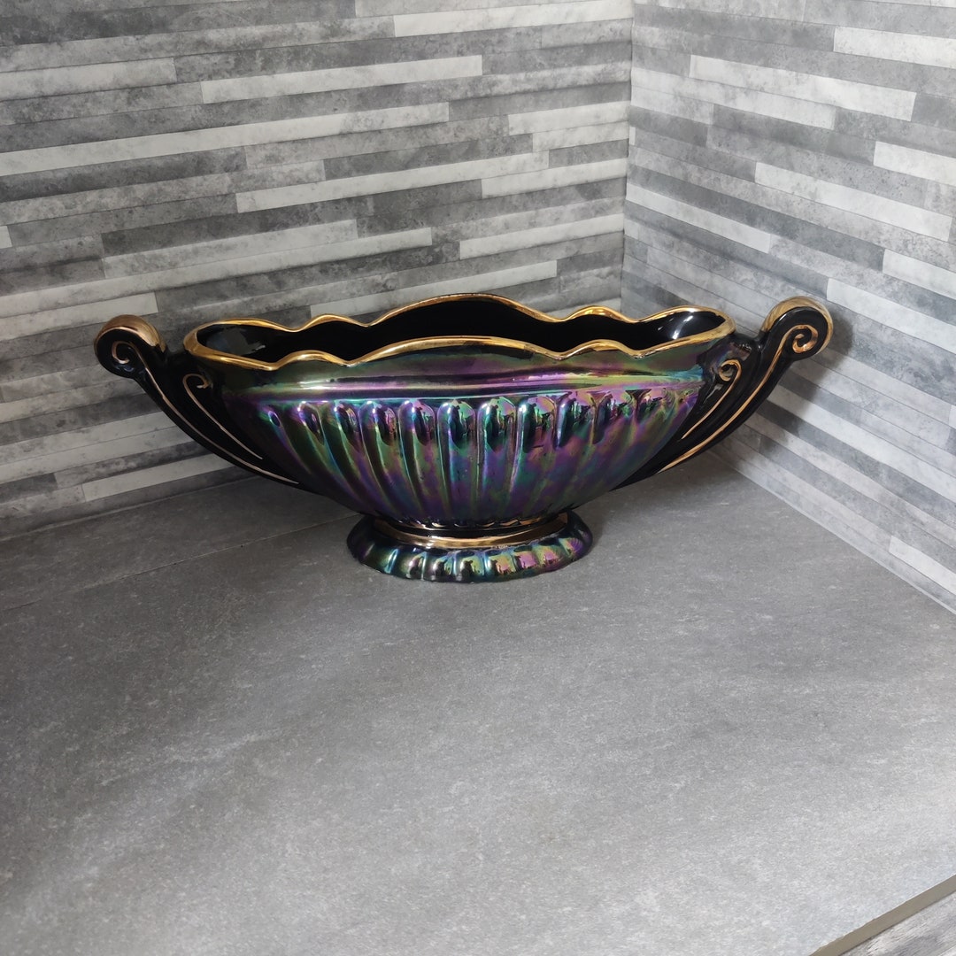 Sadler Black Lustreware Mantle Vase / Planter - Etsy