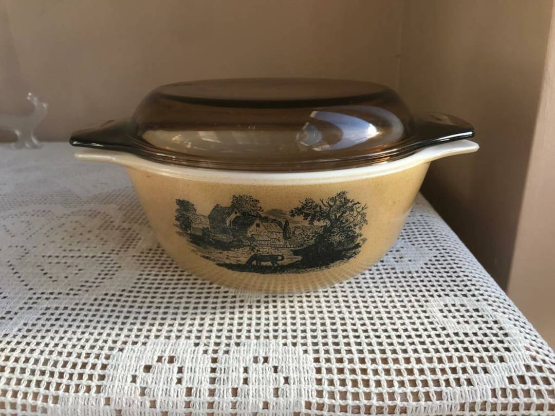 Pyrex Casserole With Lid, Mill Pattern, Basin, Kitchenalia - Etsy