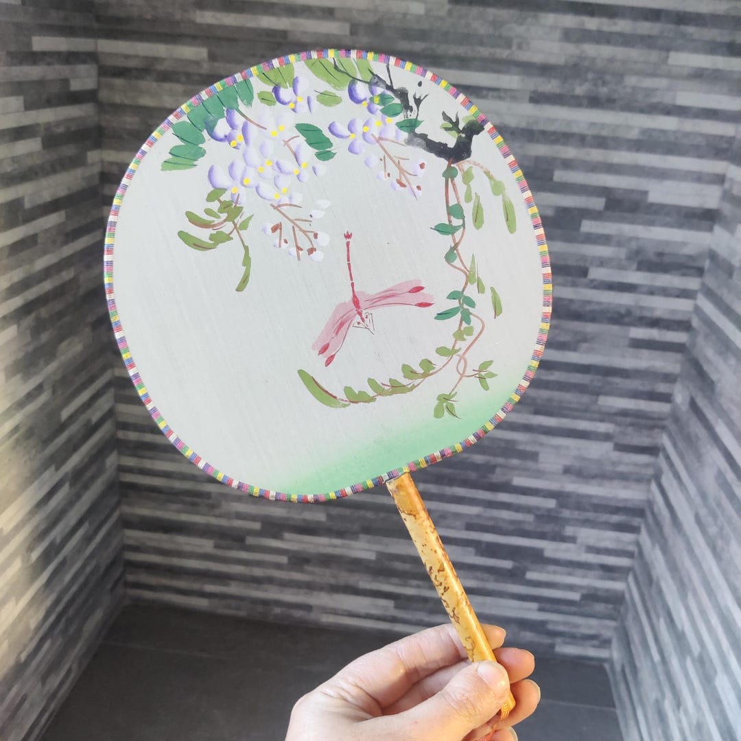 Bamboo Hand Painted Stretcher Silk Fan, Hand Fan, Vintage Fan, Evening ...