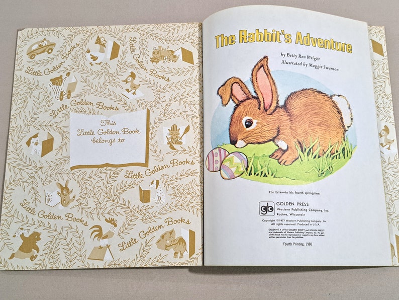 Vintage 80's Little Golden Book, "the Rabbit's Adventure" by Betty Ren ...