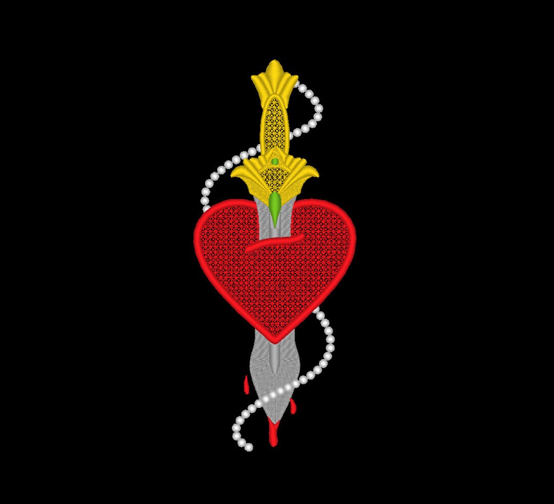 Dagger Heart Wings Embroidery Design - Etsy
