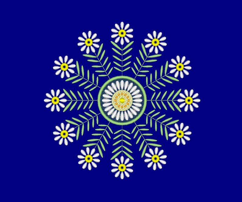 Floral Daisy Snowflake Wheel Embroidery Machine Design - Etsy Canada