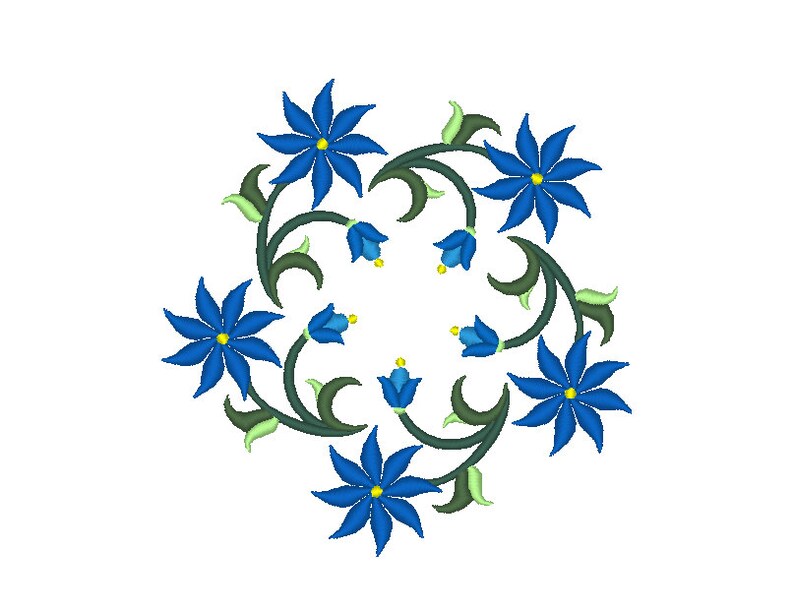 Five Point Pinwheel Floral Flower Embroidery Machine Design Great for a ...