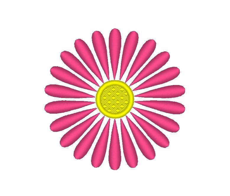 Pink Flower Daisy Embroidery Design - Etsy