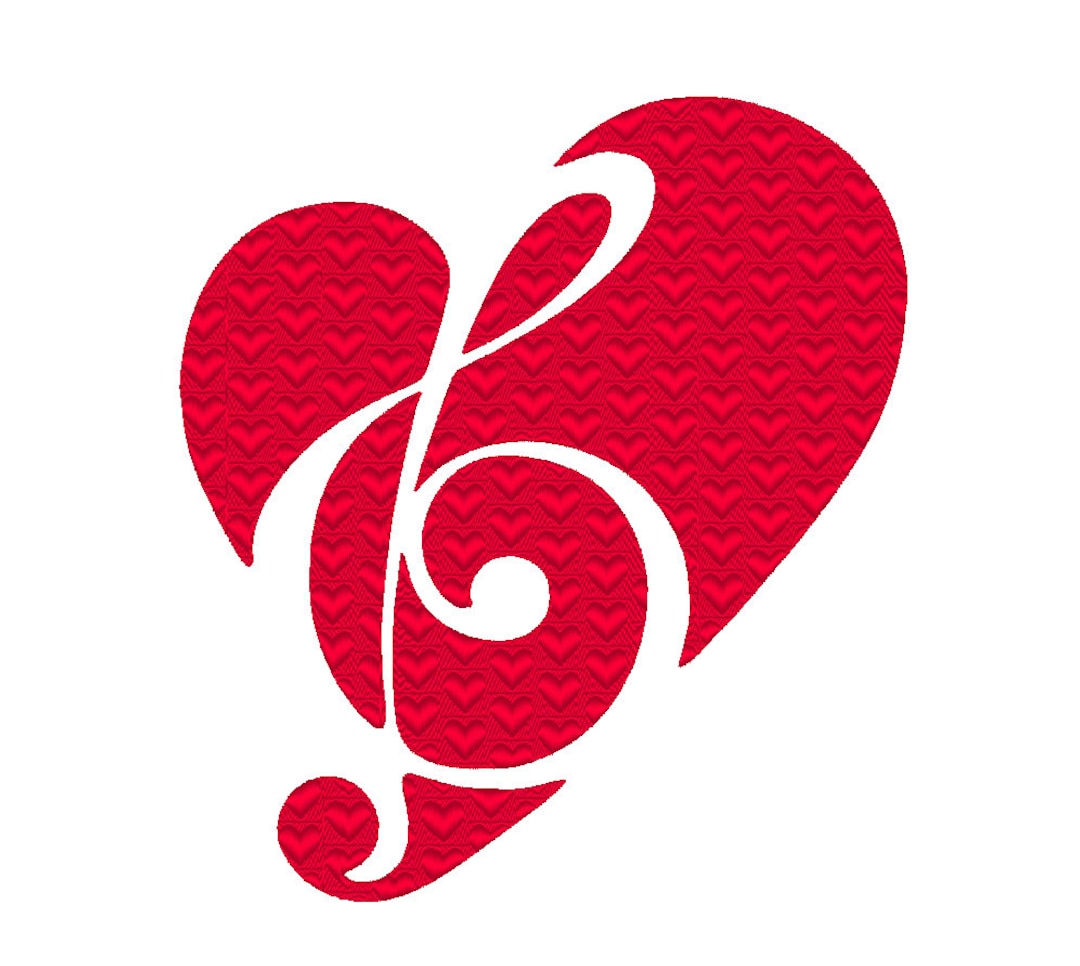 Treble Clef Heart Embroidery Machine Design - Etsy