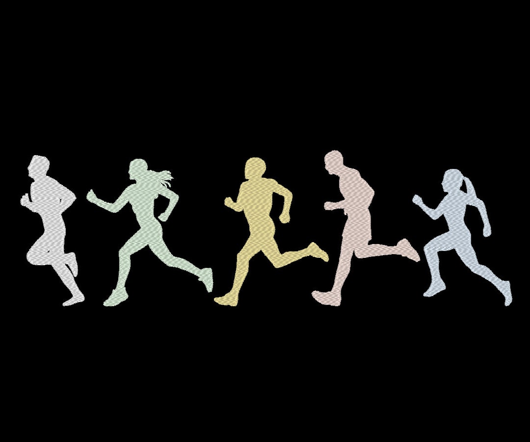 Marathon Runners Embroidery Design - Etsy