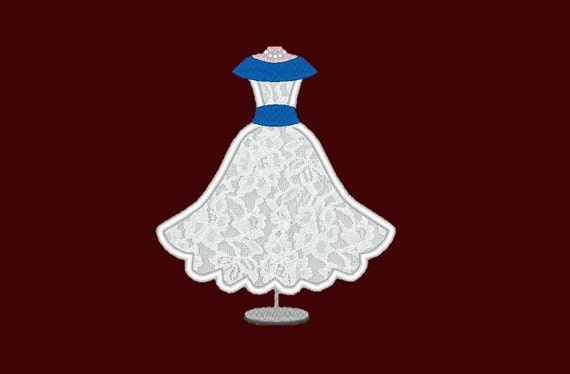 Vintage Dress Applique Embroidery Machine Design | Etsy