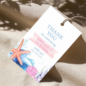 Mermaid Kids Party Thank You Tag, Mermaid Theme Gift Tag, Mermaid Favor ...