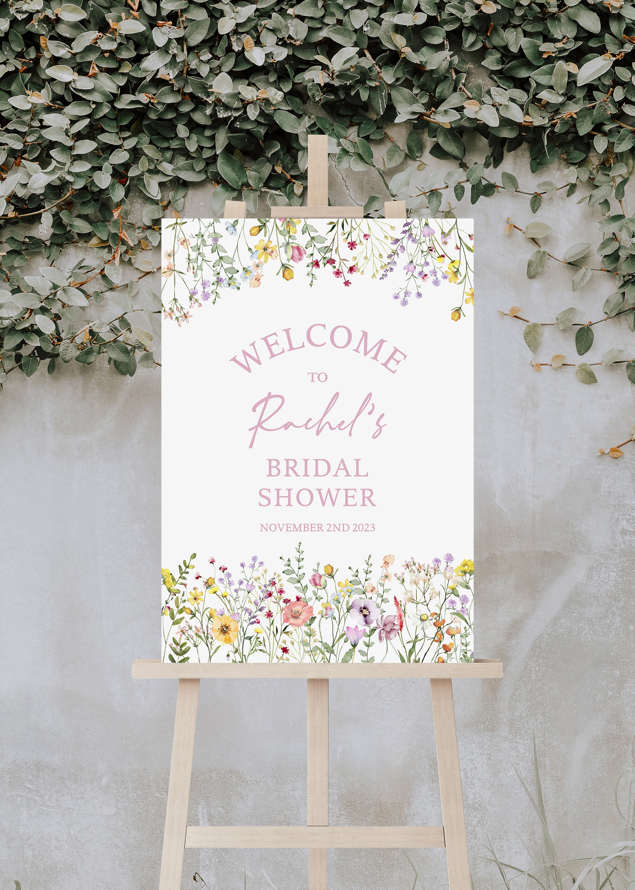 Wildflower Welcome Sign for Bridal Showers, Floral Welcome for Baby ...