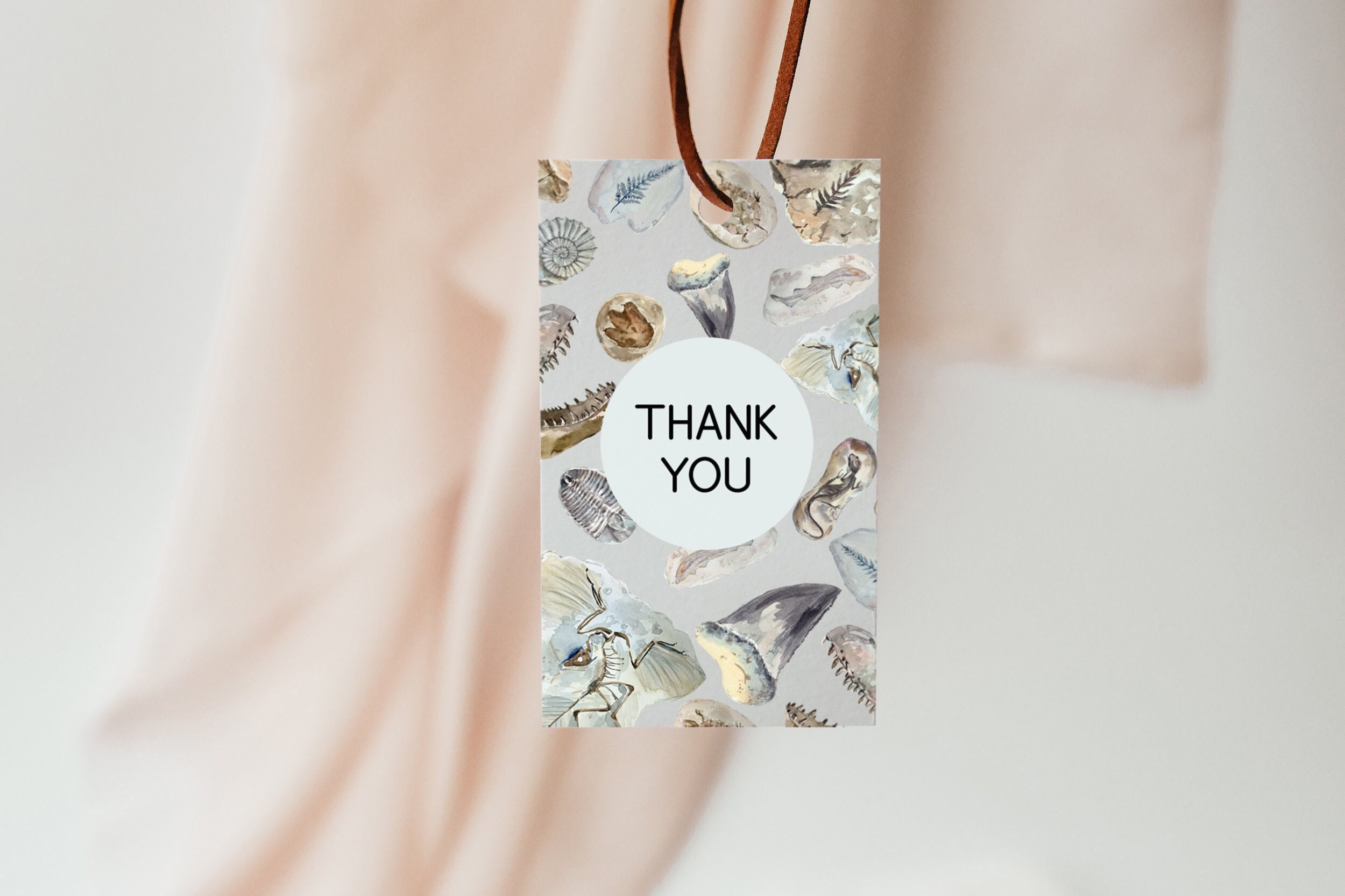 Fossils Thank You Tag, Birthday Party Tag, Printable Fossil Tag, Dino ...