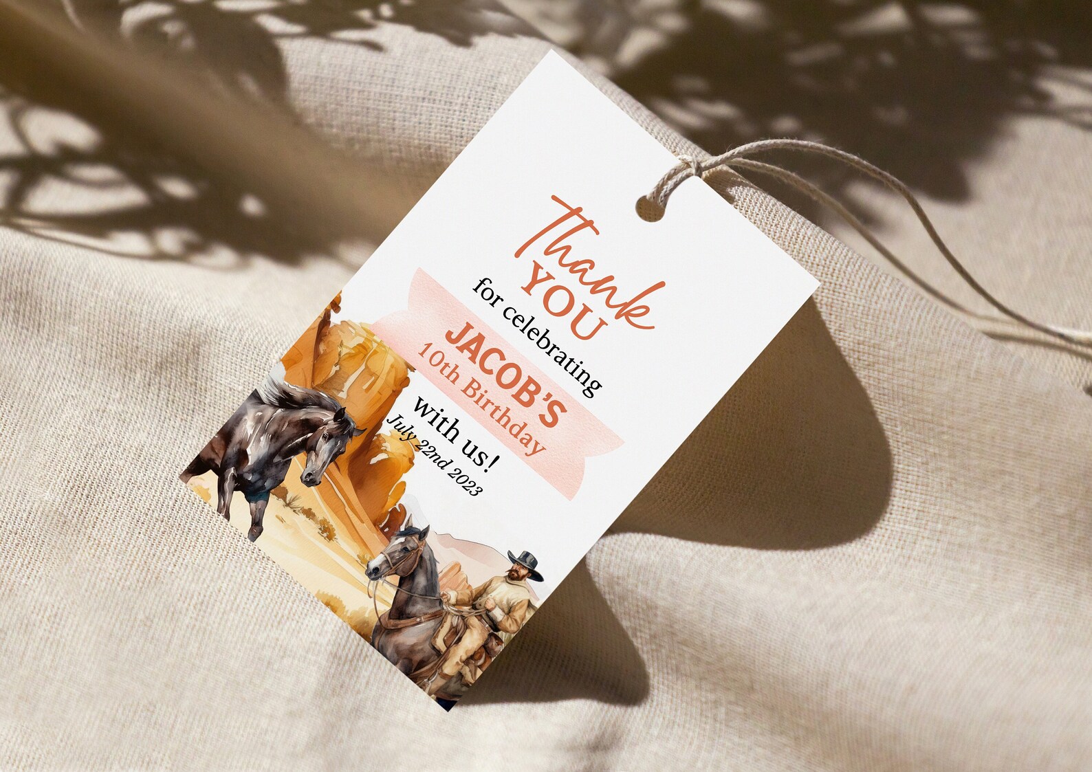 Kids Cowboy Theme Thank You Tag, Wild West Party Favour Tags, Western ...