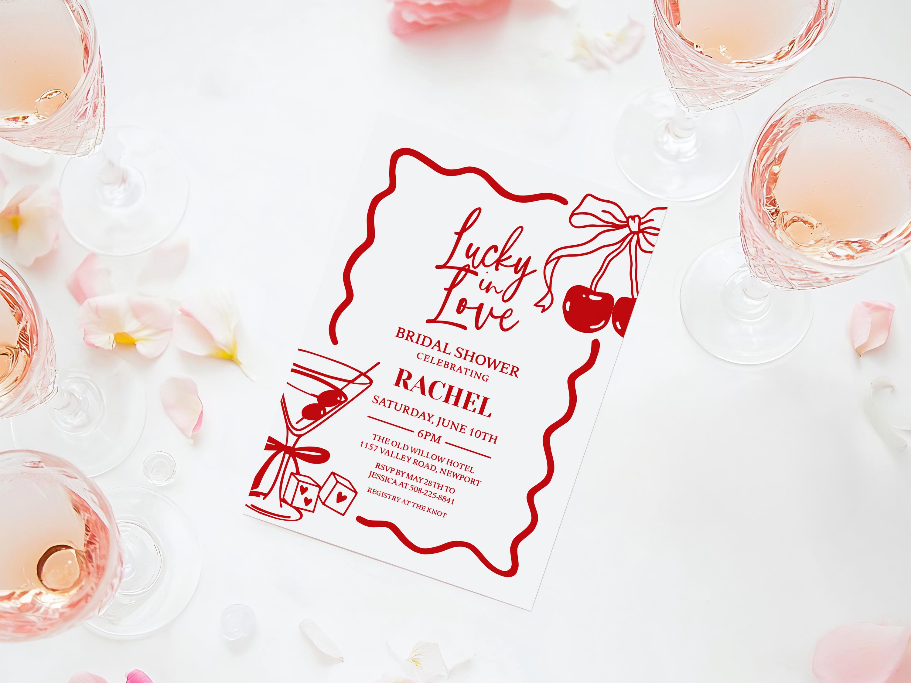 Lucky in Love Bridal Shower Invite. Las Vegas Themed Bachelorette Party ...