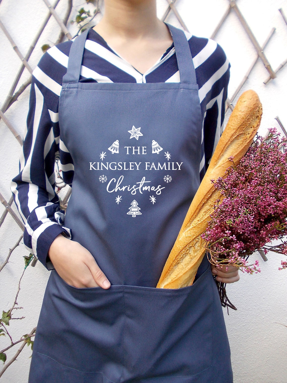 Personalized Christmas Apron Apron for Women Stone Blue - Etsy