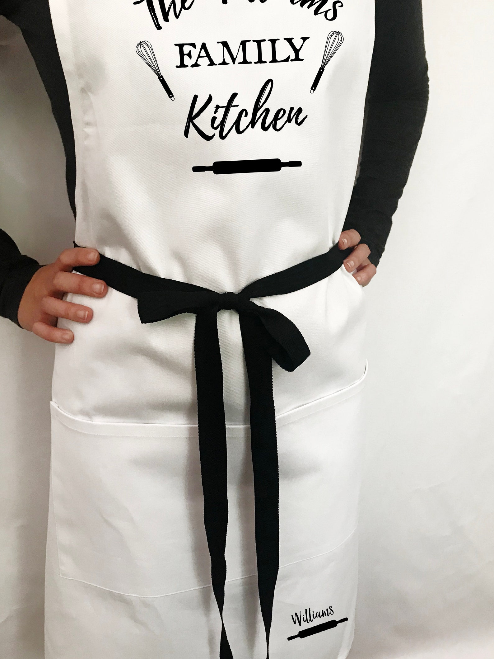 White Kitchen Cooking Apron the Family Kitchen Personalized | Etsy