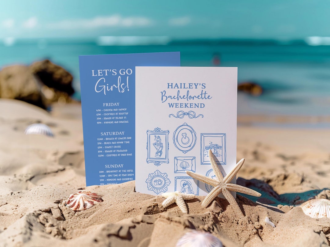 Coastal Bachelorette Weekend Itinerary Invitation, Fun Whimsical ...