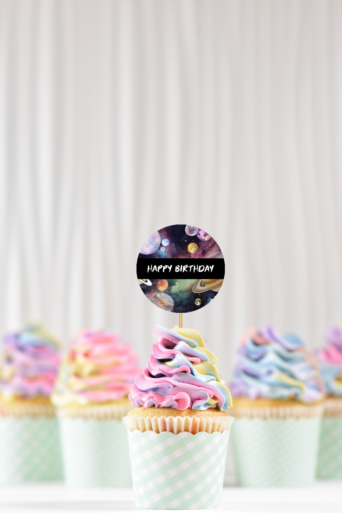 Space Cupcake Topper for Kids Birthday Parties, Galaxy Cupcake Topper ...