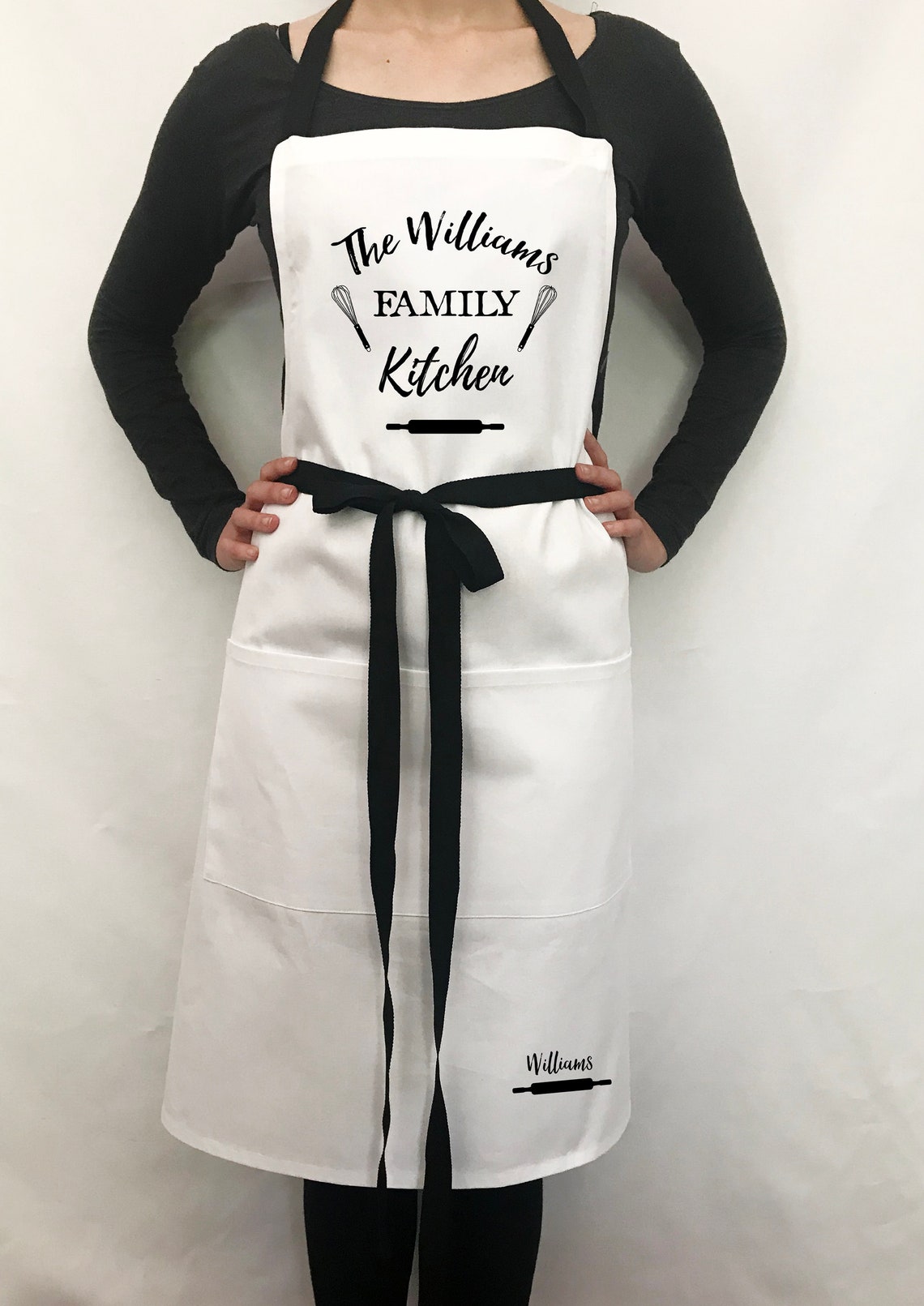 White Kitchen Cooking Apron the Family Kitchen Personalized | Etsy
