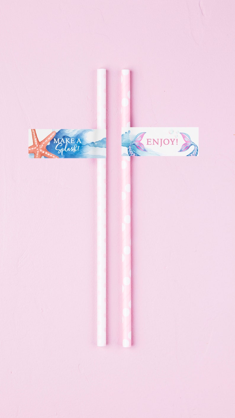 Personalized Mermaid Straw Flags for Birthday Parties and Events, Kids ...