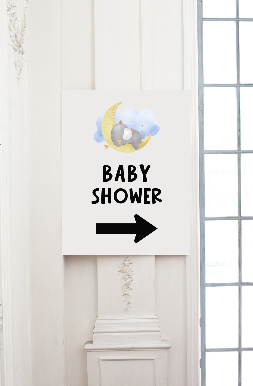 Baby Shower Direction Arrow Print, This Way Baby Shower Arrow, Moon and ...