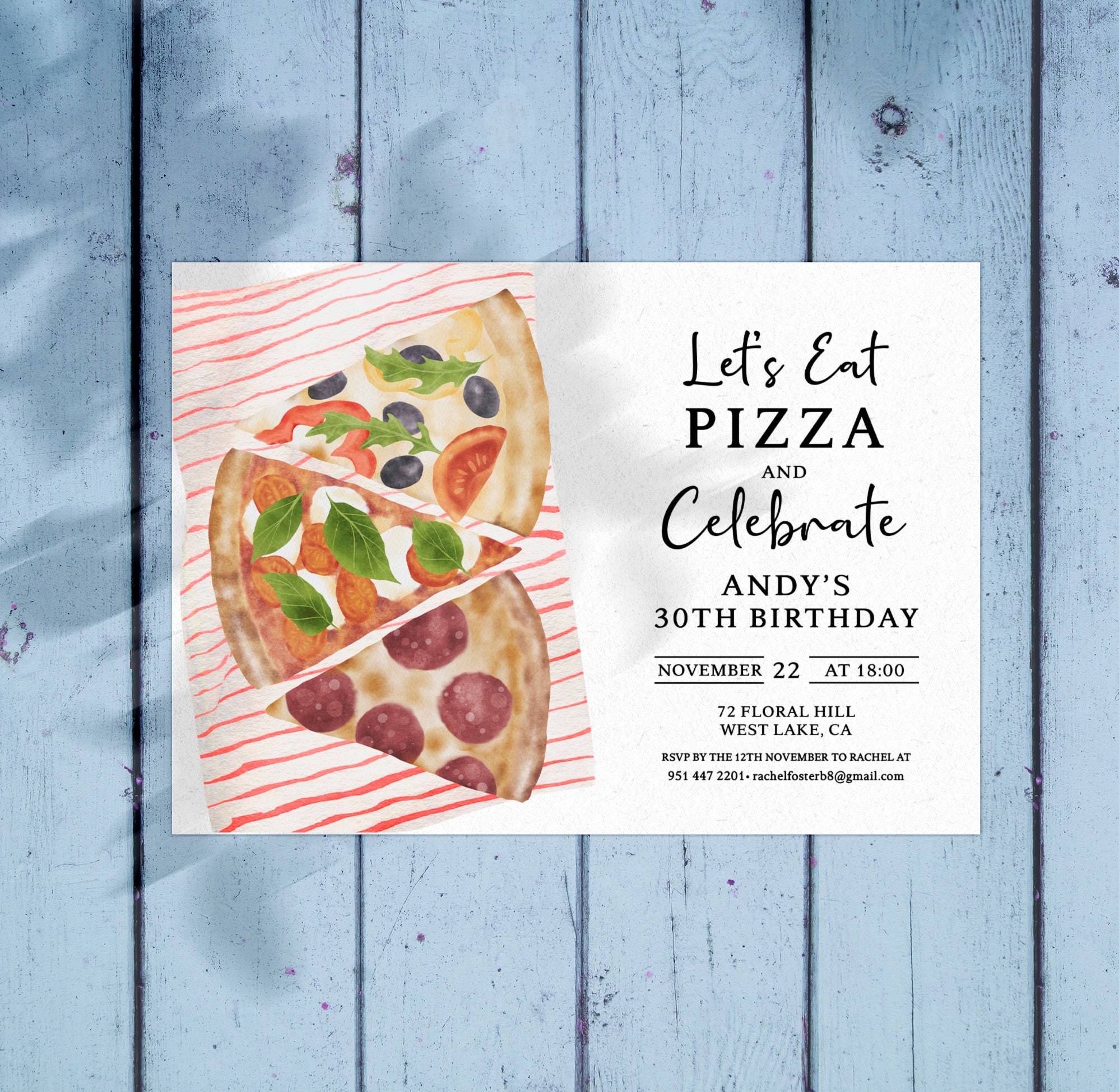 Pizza Dinner Party Invitation, Pizza Birthday Invite, Pizza Engagement ...
