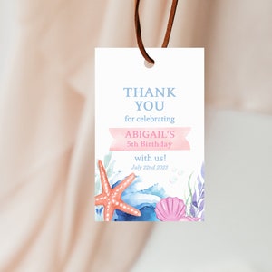 Mermaid Kids Party Thank You Tag, Mermaid Theme Gift Tag, Mermaid Favor ...