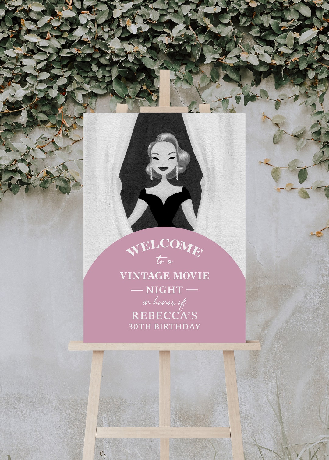 Pink Vintage Movie Night Welcome Poster, Classic Vintage Movie Night ...