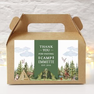Kids Camping Party Box Label, Kids Camping Sticker for Favor Box ...
