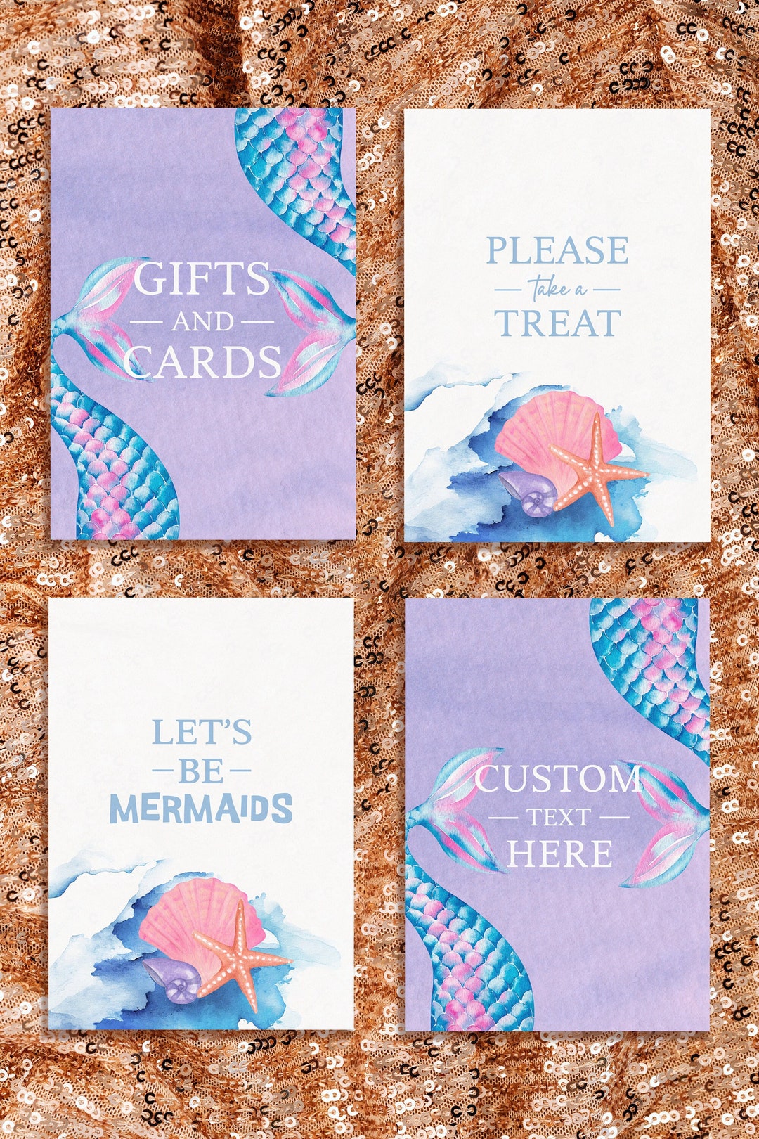 Mermaid Kids Party Signs, Let's Be Mermaids Sign, Custom Mermaid Party ...