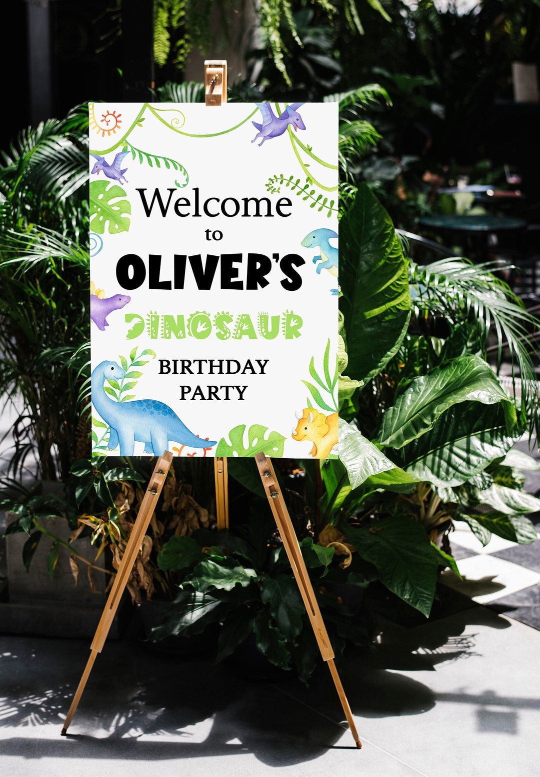 Kids Dinosaur Birthday Welcome Sign, Dino Children's Party, A1 Welcome ...