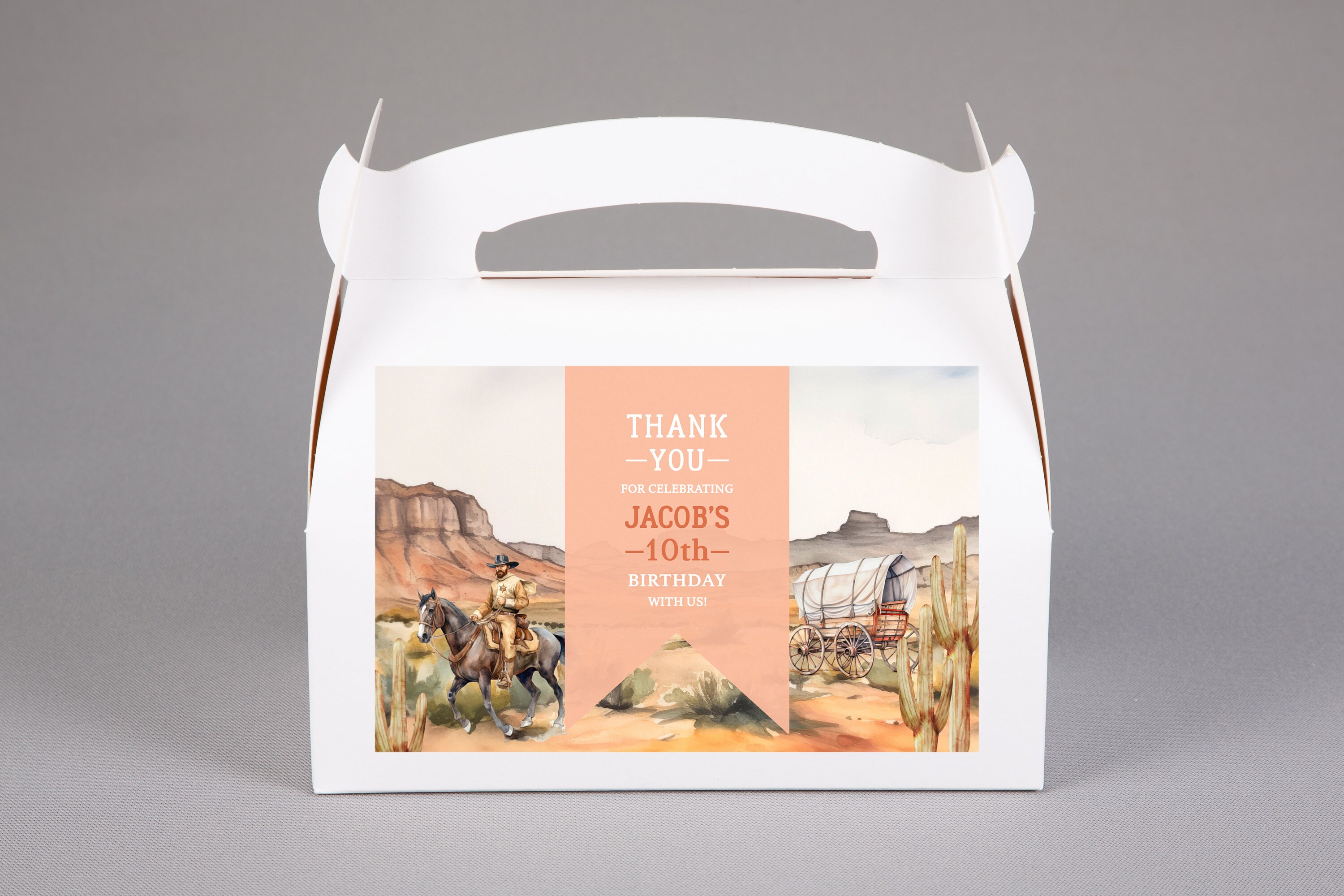 Wild West Kids Party Box Label, Cowboy Birthday Favour Snack Box, Kids ...