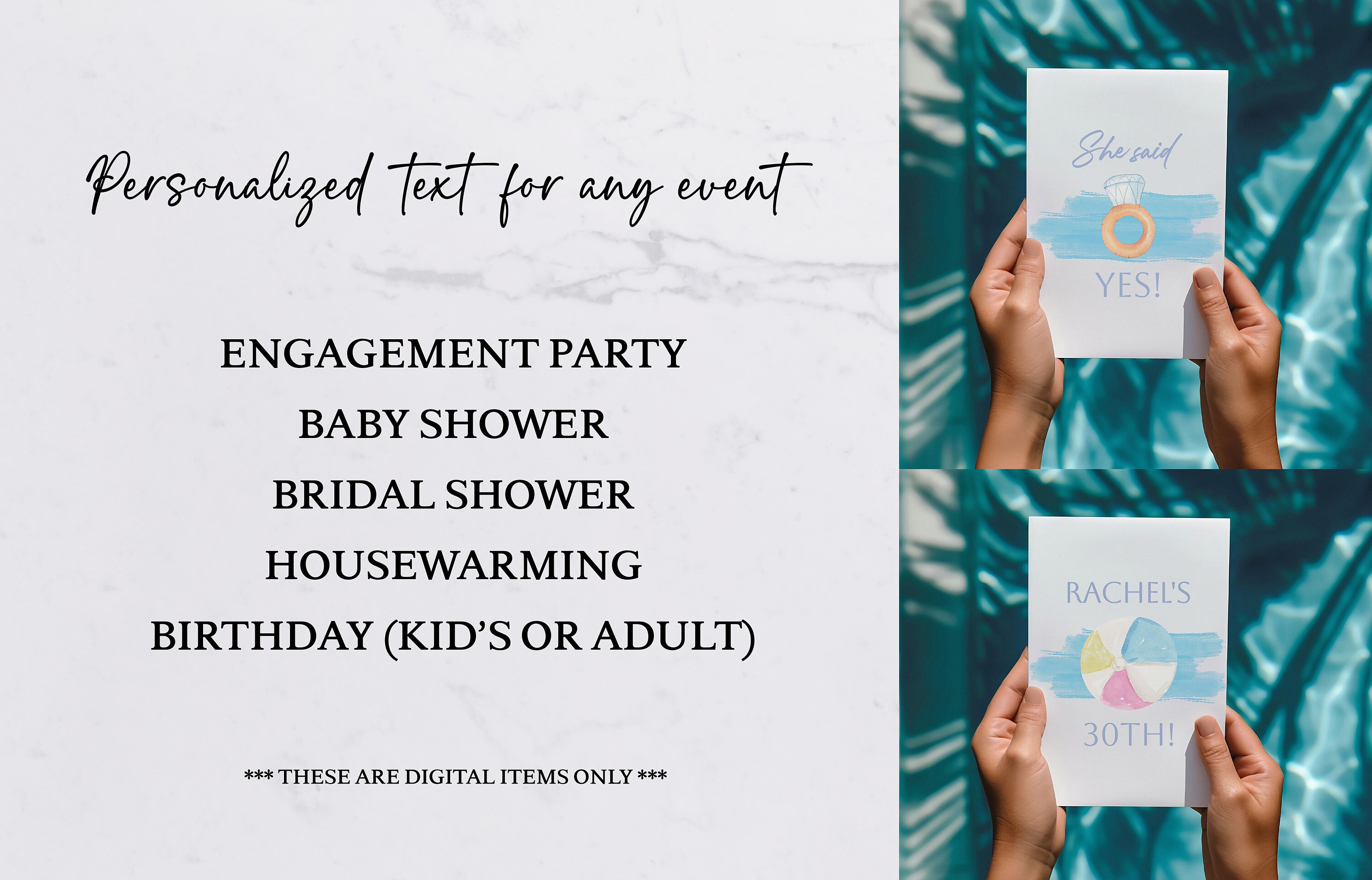 Custom Pool Party Cup Labels for Engagement, Birthday Pool Party Cup ...
