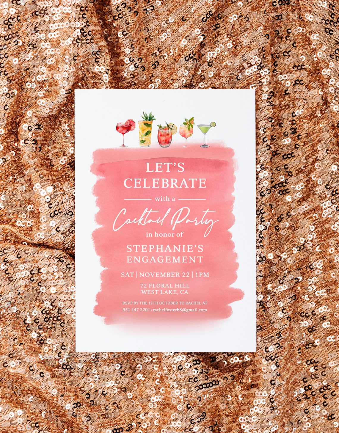 Colourful Cocktail Party Invitation, Bridal Shower Cocktail Party ...