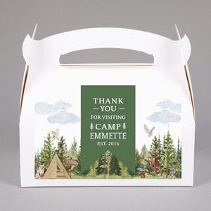 Kids Camping Party Box Label, Kids Camping Sticker for Favor Box ...