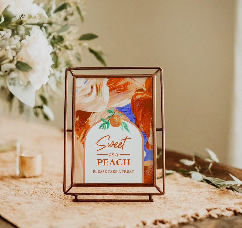 Sweet as a Peach Favor Sign, Peaches and Painting Wedding Favor Sign ...